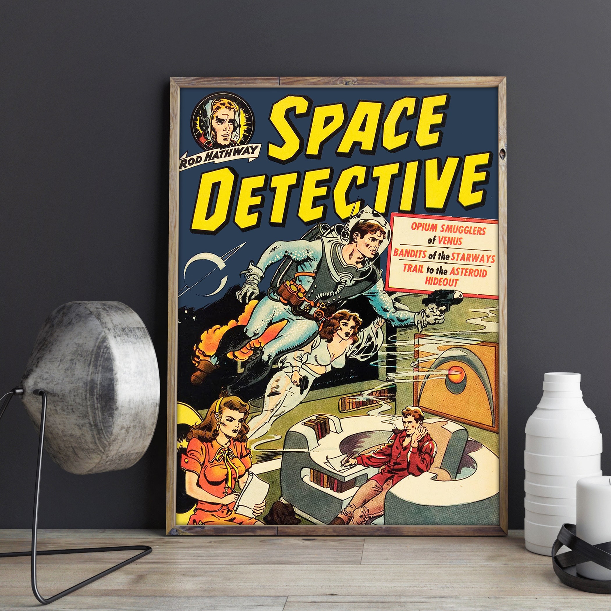 VINTAGE SCIENCE FICTION Art Print: Space Detective Vintage Scifi Outer ...