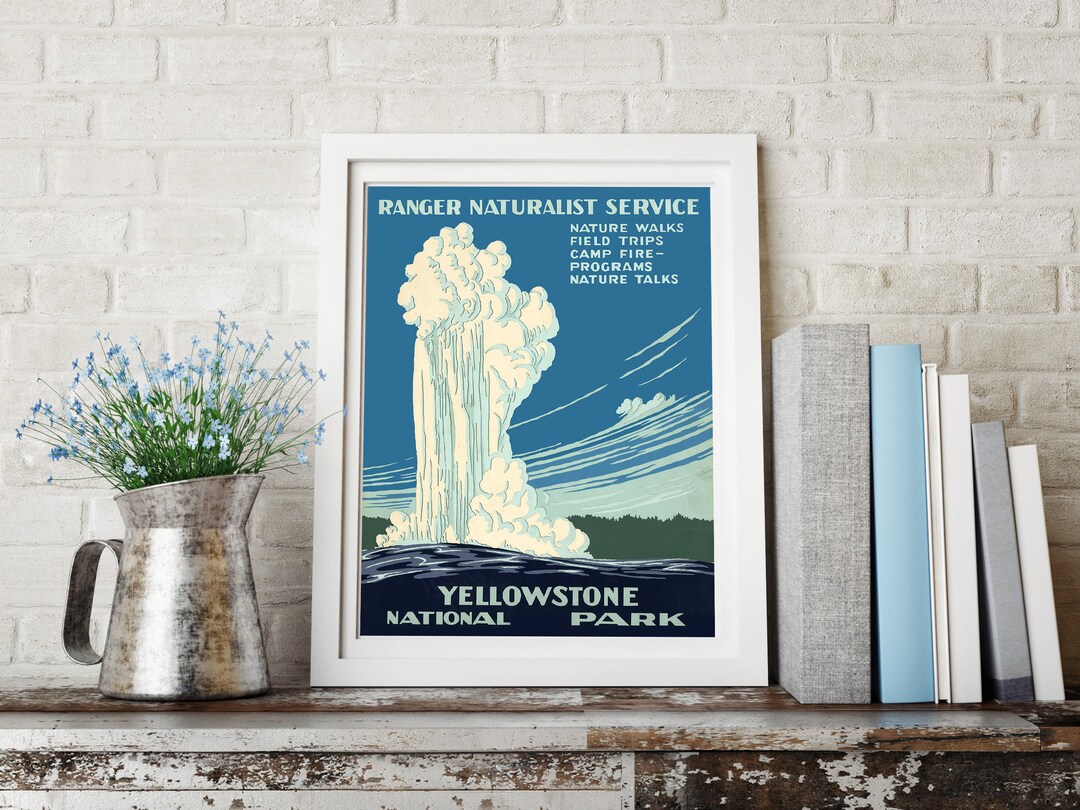 VINTAGE YELLOWSTONE TRAVEL Poster, Yellowstone National Park Old ...