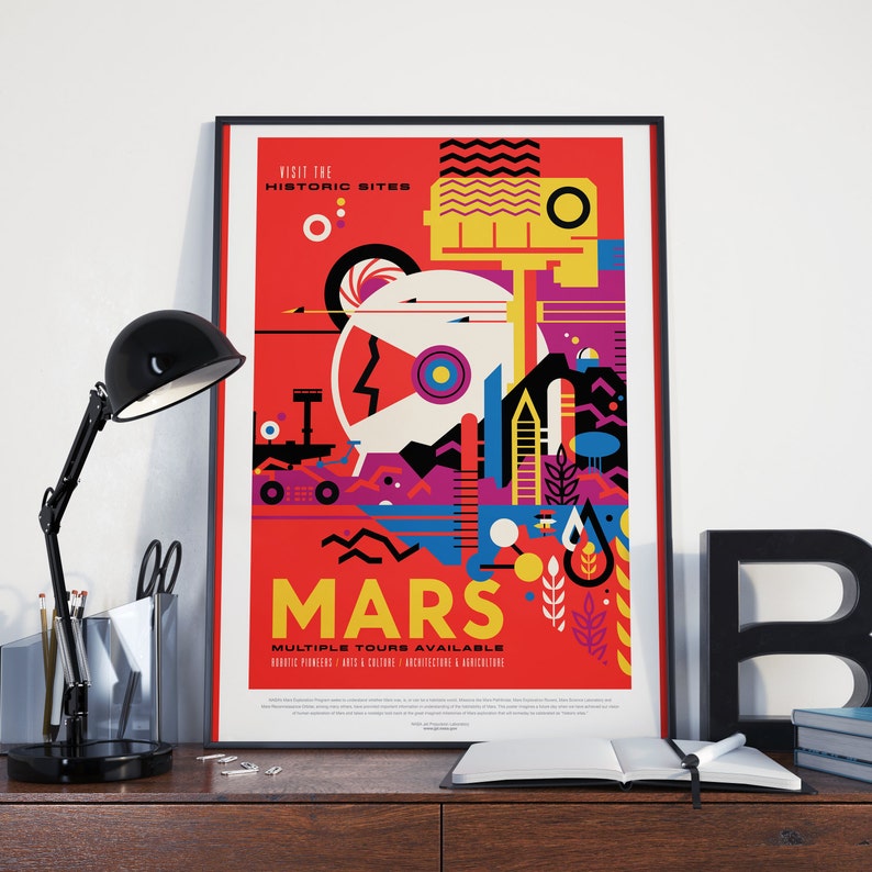 MARS SPACE POSTER Nasa Art Print Space Exploration Poster - Etsy