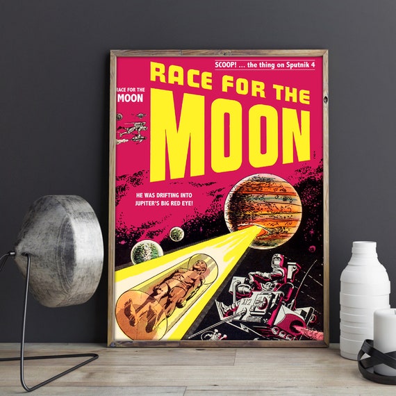 VINTAGE SCIFI Space Race Science Fiction Art Print Race for | Etsy