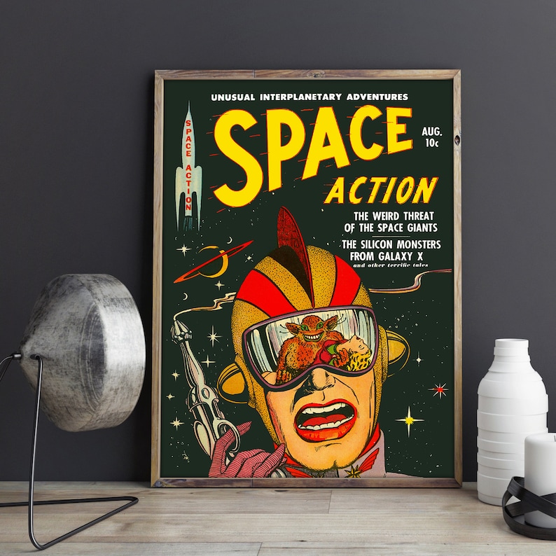 VINTAGE SCIENCE FICTION Space Action Vintage Sci-fi Print: Vintage ...