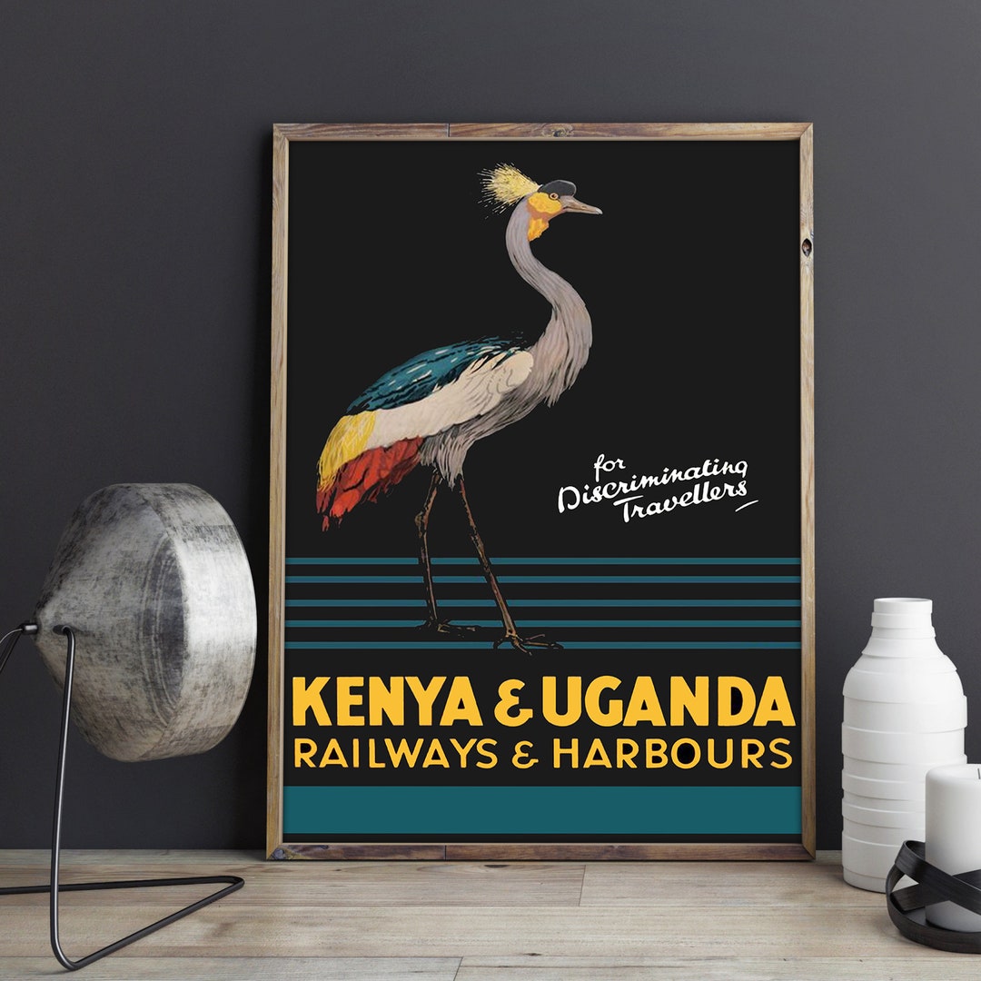 Vintage Kenya Travel Poster - Kenya and Uganda African Travel Ad ...