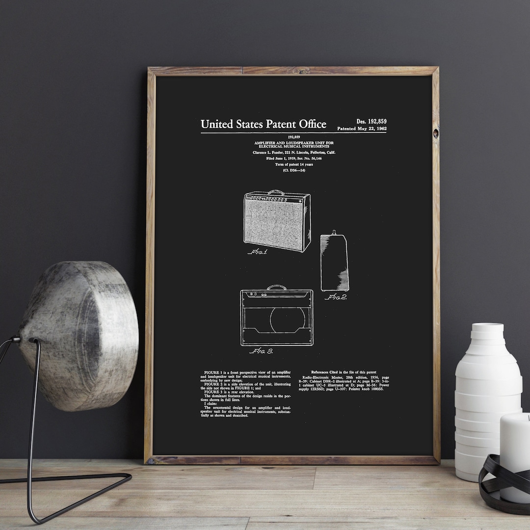 GUITAR AMP ILLUSTRATION - Vintage Guitar Amp Patent Drawing, Guitar Amp ...