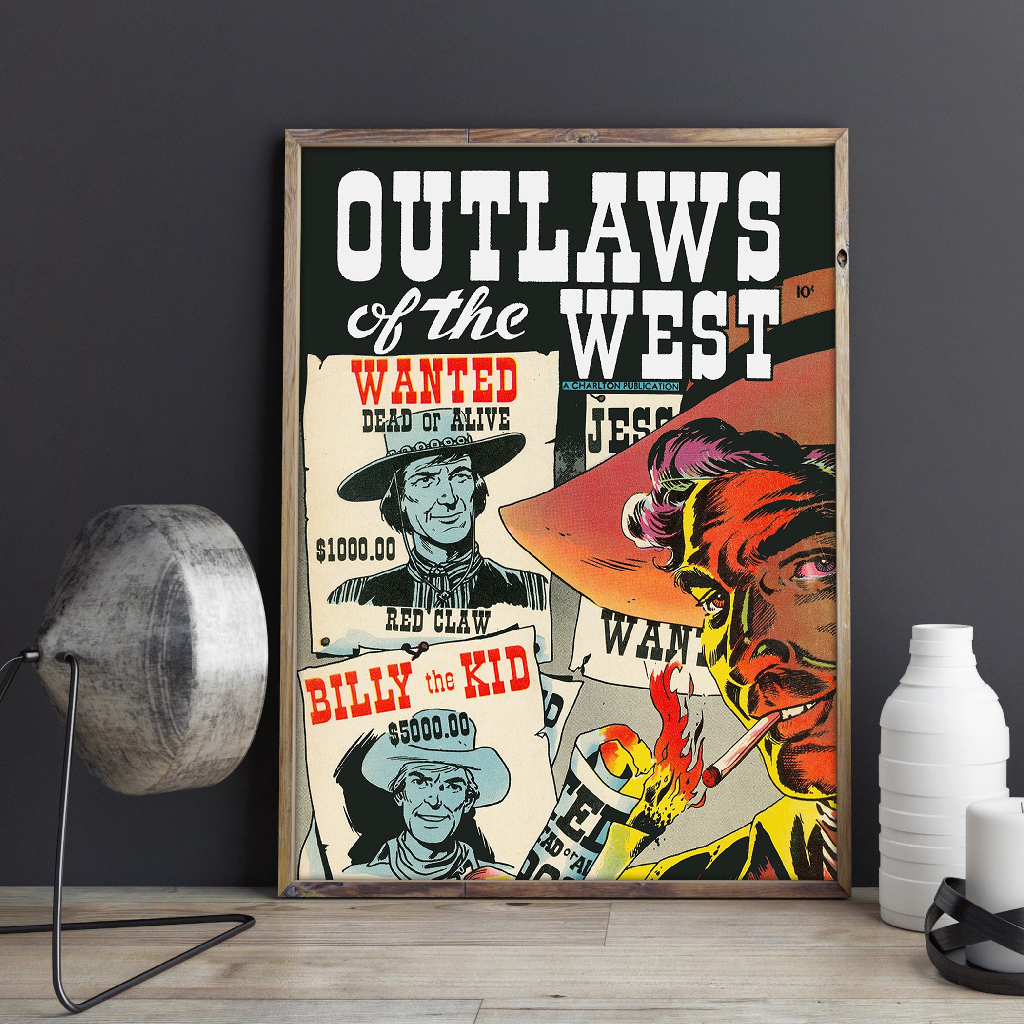 Vintage Western Poster Outlaws of the West Wanted Poster | Etsy