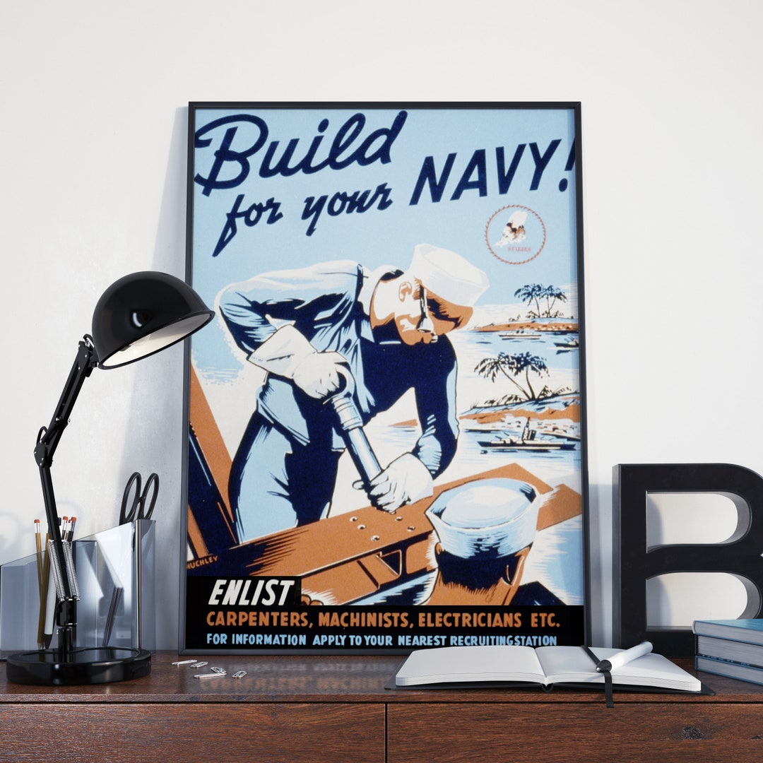 VINTAGE PROPAGANDA POSTER, World War 2 Navy Poster: High Quality ...