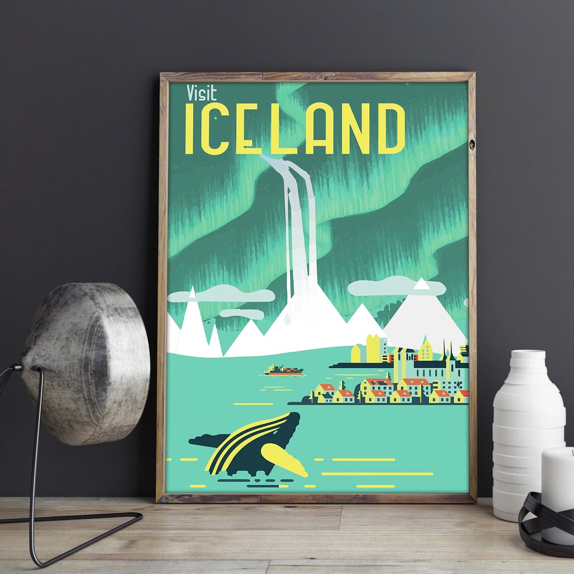VINTAGE ICELAND TRAVEL Poster Visit Iceland Travel Art Poster | Etsy