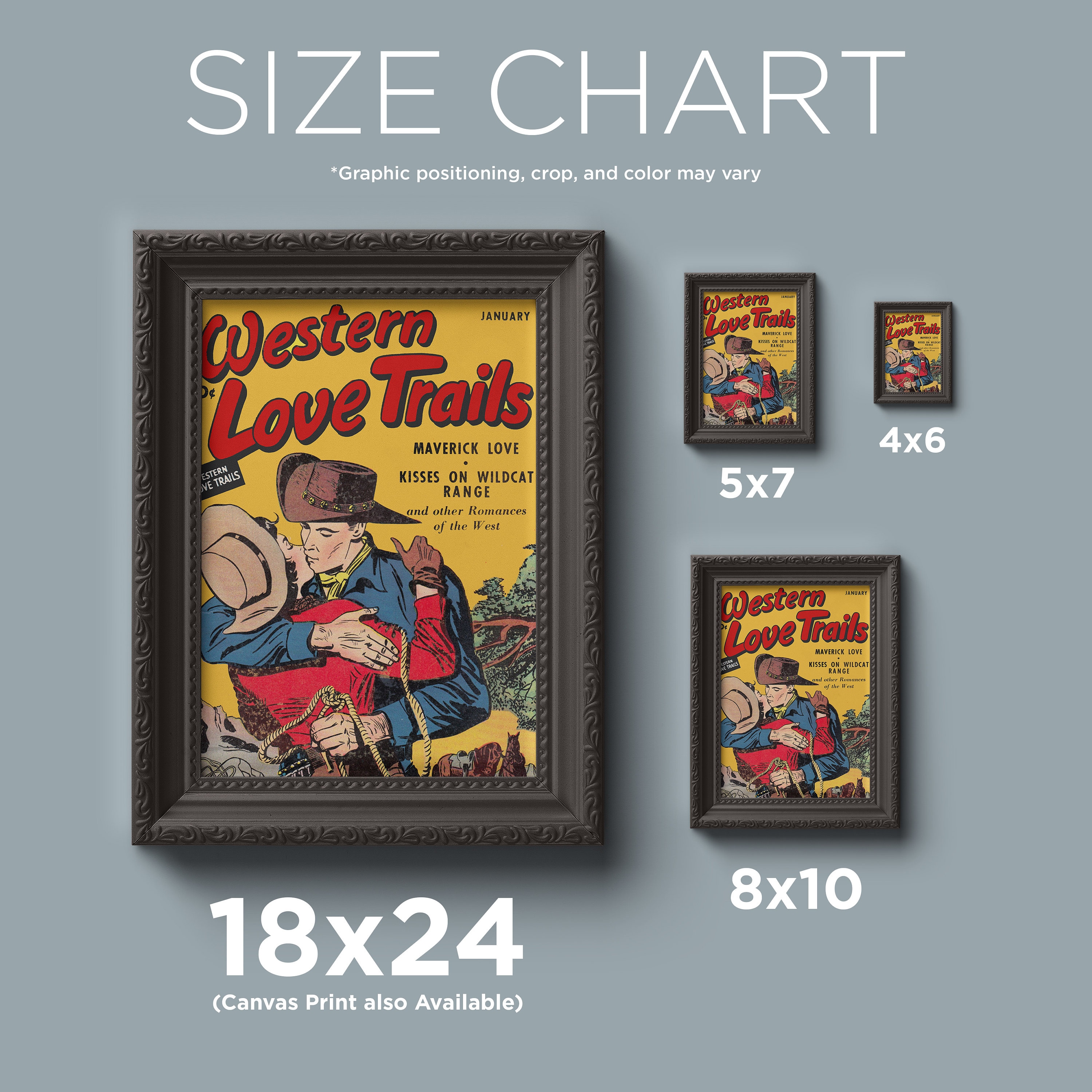 Vintage Western Poster Western Love Trails Cowboy Wild West | Etsy