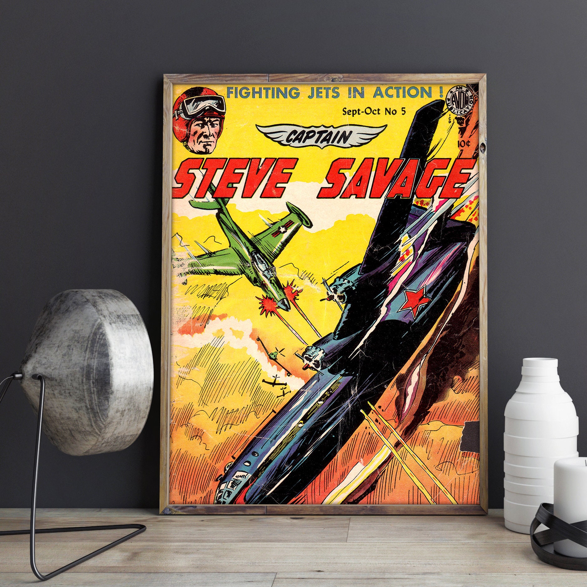 Vintage Air Force Poster - Jet Fighter in Action, Sergeant Savage ...