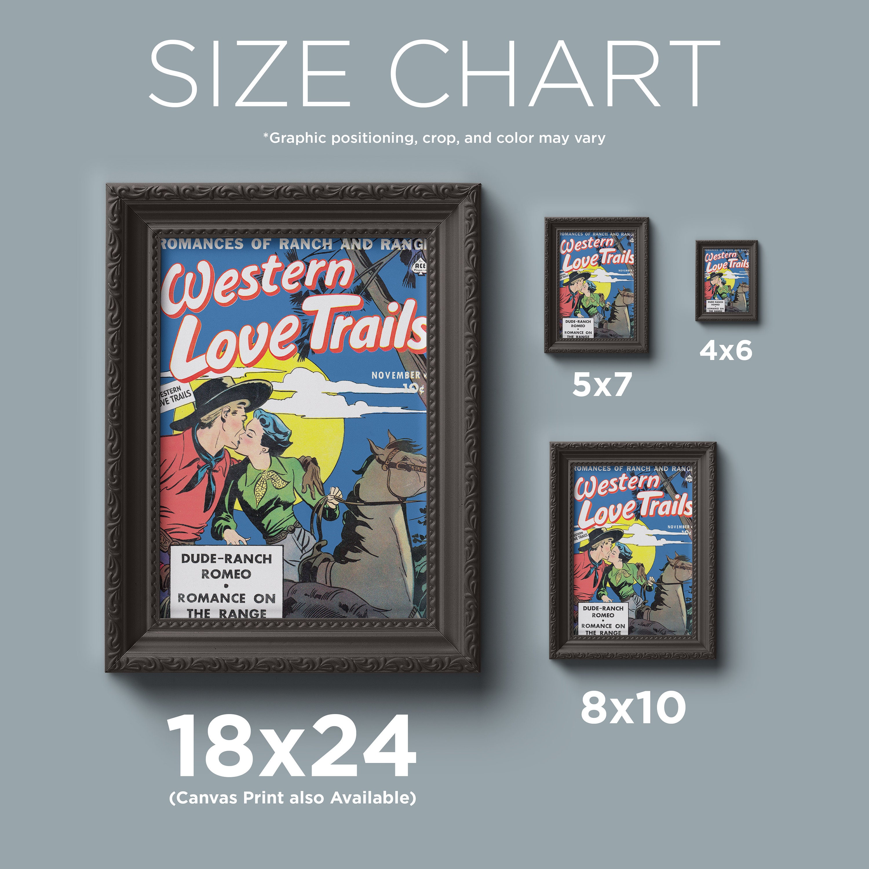 Vintage Western Poster - Western Love Trails Cowboy Wild West Western ...