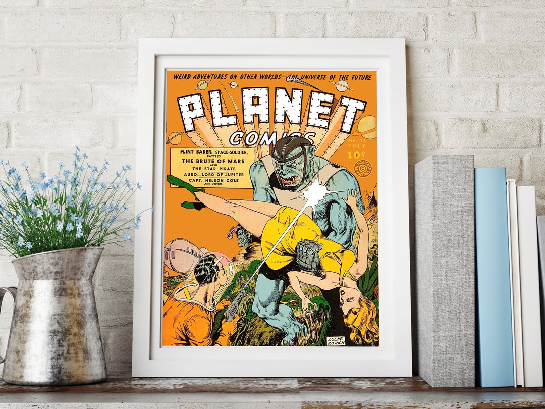 VINTAGE SCIENCE FICTION Art Print: Planet Comics Poster, Space Rescue ...