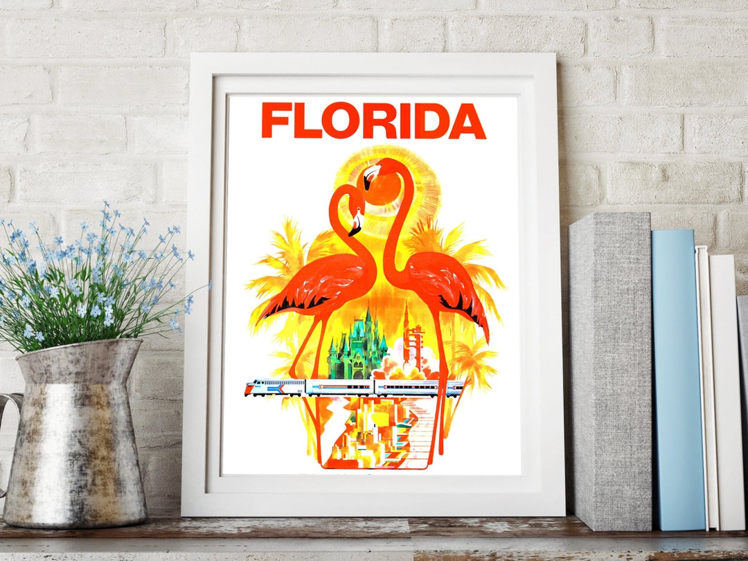 Vintage Florida Travel Poster - 70's Bright Colors, VINTAGE FLORIDA ...