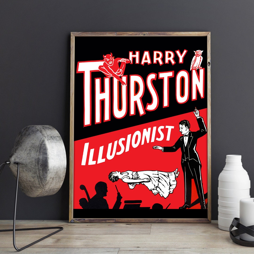 Vintage Magic Poster - Magician Ad, Harry the Illusionist, Vintage ...