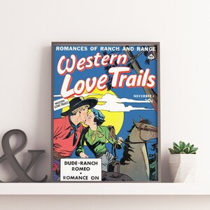 Vintage Western Poster - Western Love Trails Cowboy Wild West Western ...