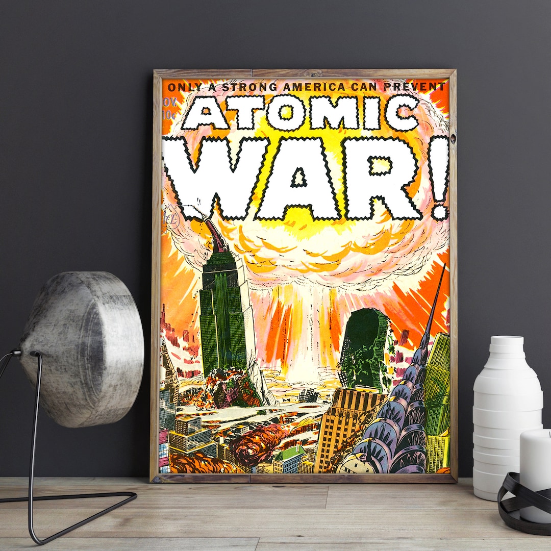 VINTAGE PROPAGANDA POSTER - Atomic War, New York City Atomic Bomb ...