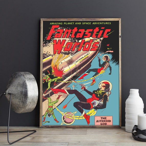Vintage Science Fiction Poster. Fantastic Worlds Interplanet | Etsy