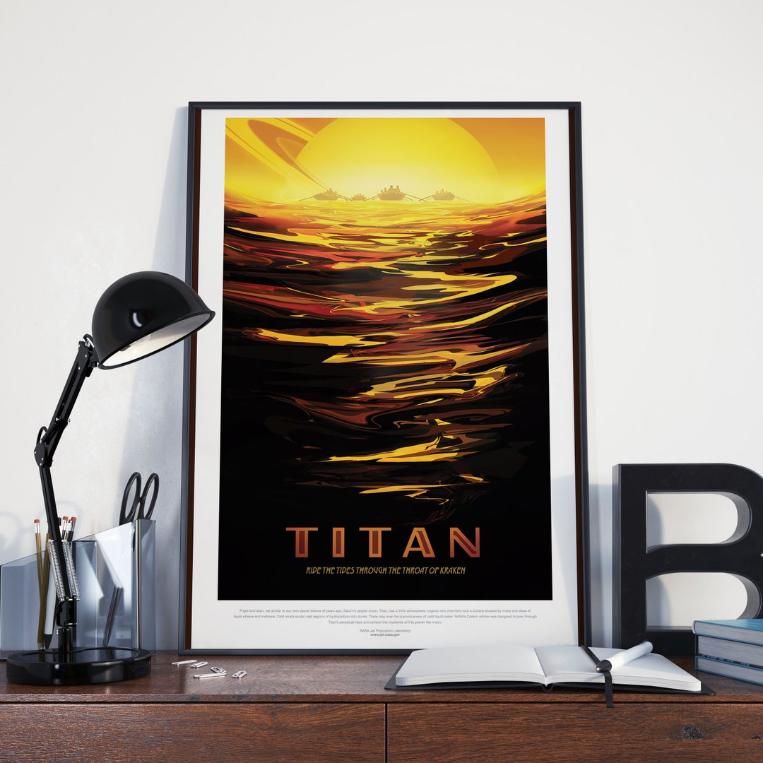 SPACE EXPLORATION POSTER - Titan Moon: Nasa Art Print, Space ...