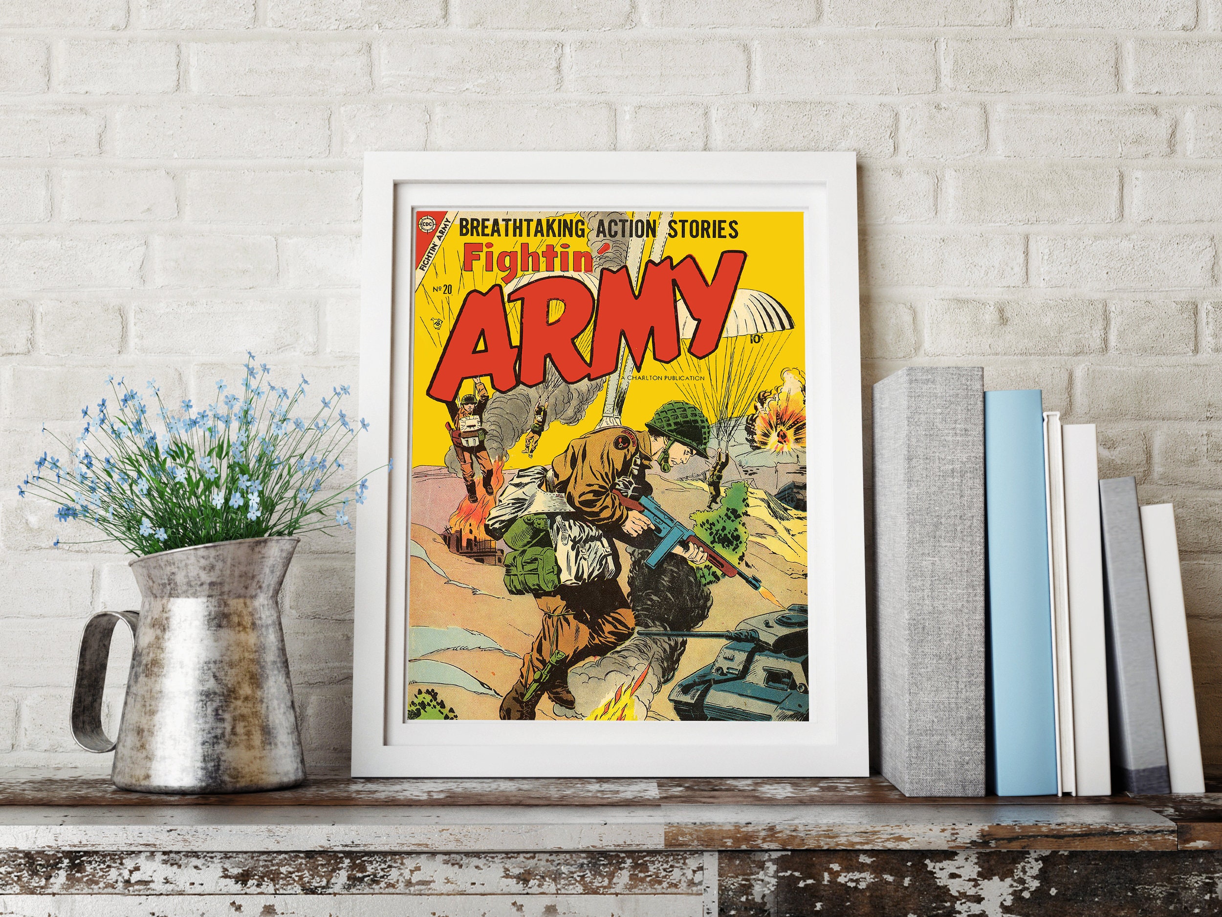 VINTAGE MILITARY POSTER -fightin Army Vintage World War 2 Army Military ...