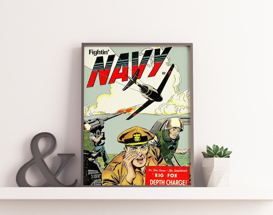 VINTAGE NAVY POSTER World War 2 Propaganda Vintage Fightin Navy Poster ...
