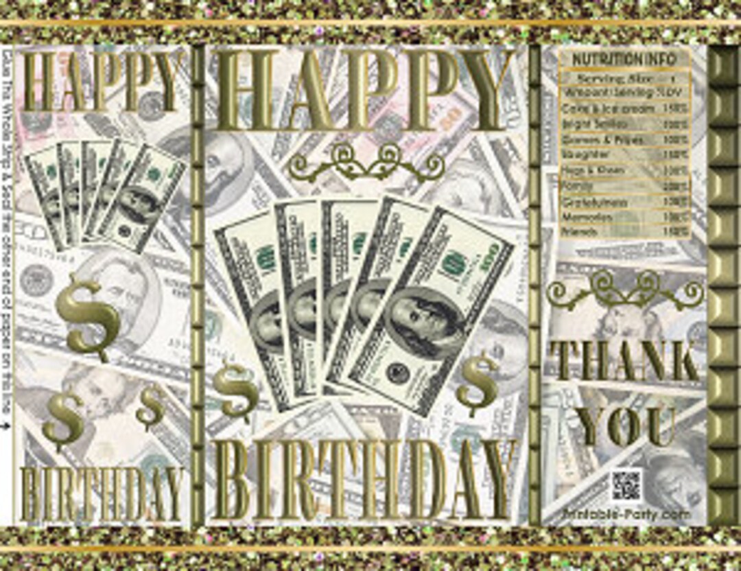 Printable Potato Chip Bags | Money Jackpot Dollars Hundred Birthday ...