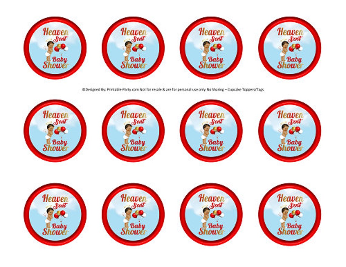 Printable Circle Tags 2 Inch Cupcake Toppers Heaven Sent - Etsy