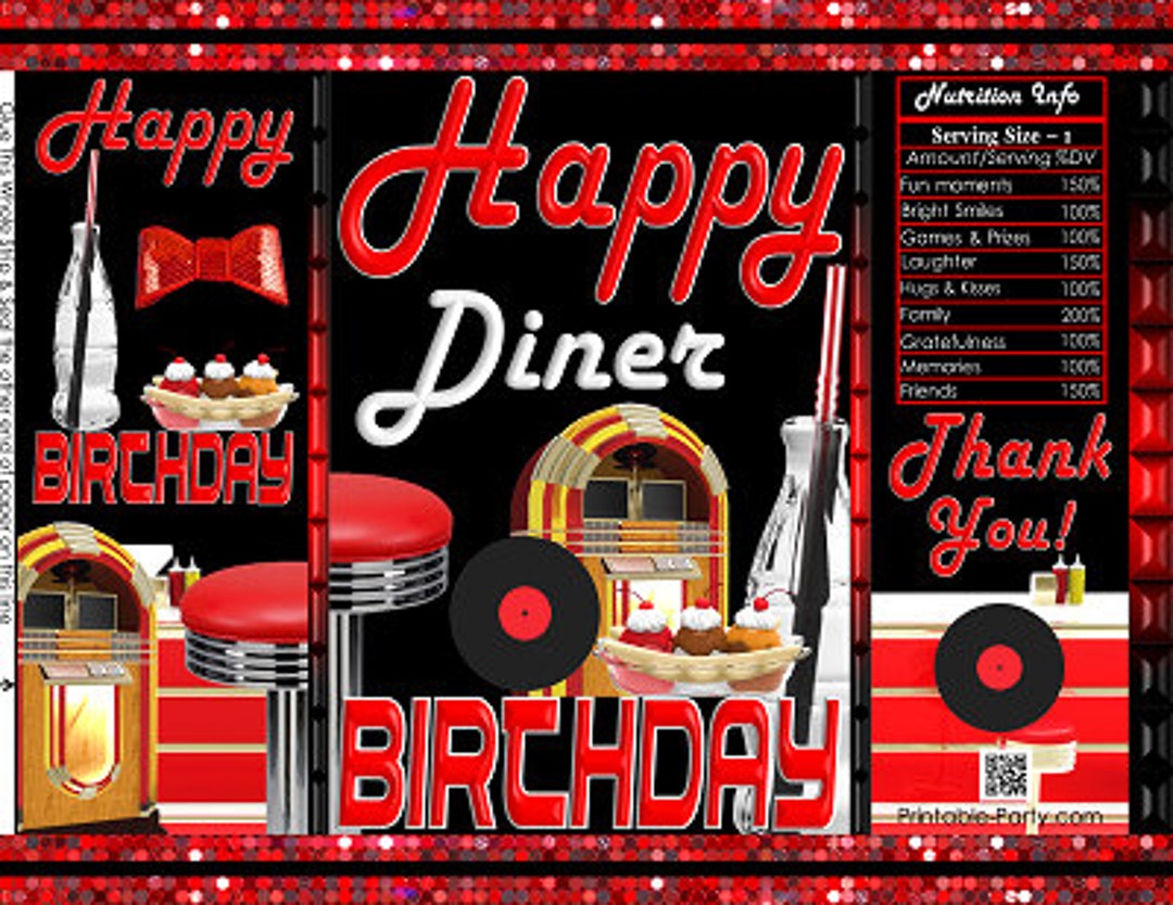 Printable Potato Chip Bags | Diner Retro 50's Poodle Skate Red ...