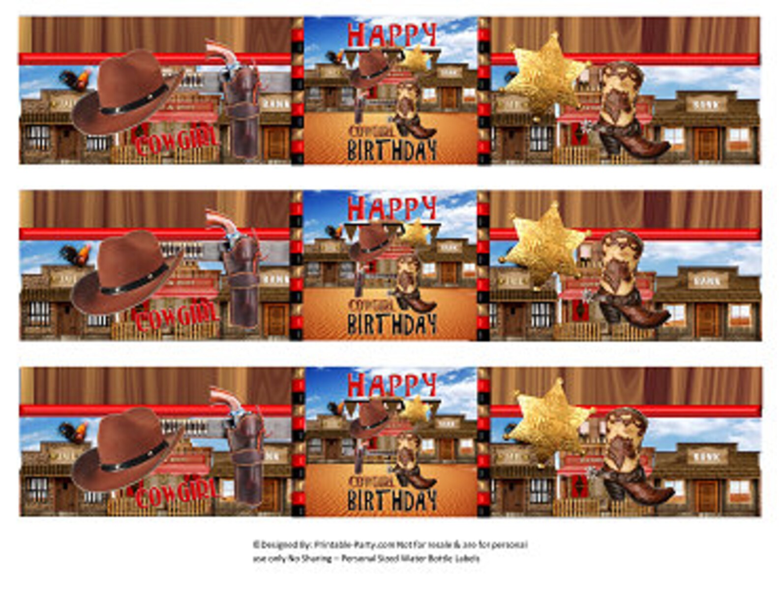 Printable Water Bottle Labels | Cowgirl Western Wild West Birthday ...