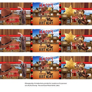 Printable Water Bottle Labels | Cowgirl Western Wild West Birthday ...