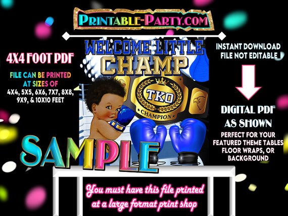 Backdrop Banner 4x4 Foot Printable PDF Instant Download | Boxer Boxing ...