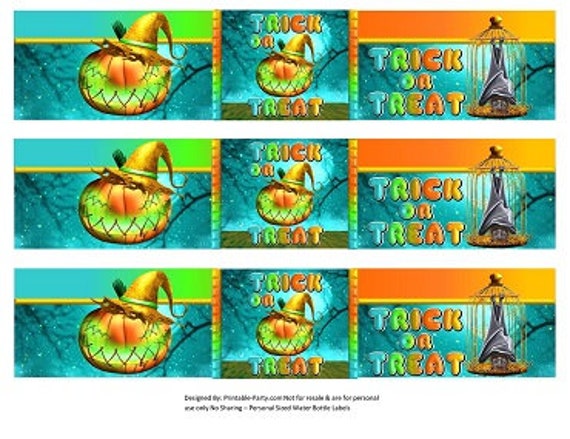 Printable Water Bottle Labels | Halloween Jacko Lantern Pumpkin Orange ...