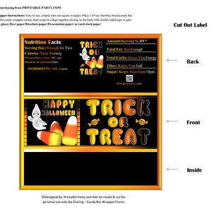 Printable Candy Bar Wrappers | Halloween Ghost Candy Corn Trick or ...