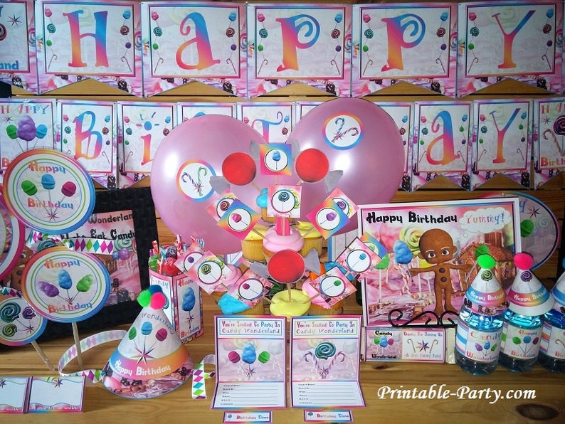 Candy Wonderland Printable Party Decorations Rainbow - Etsy