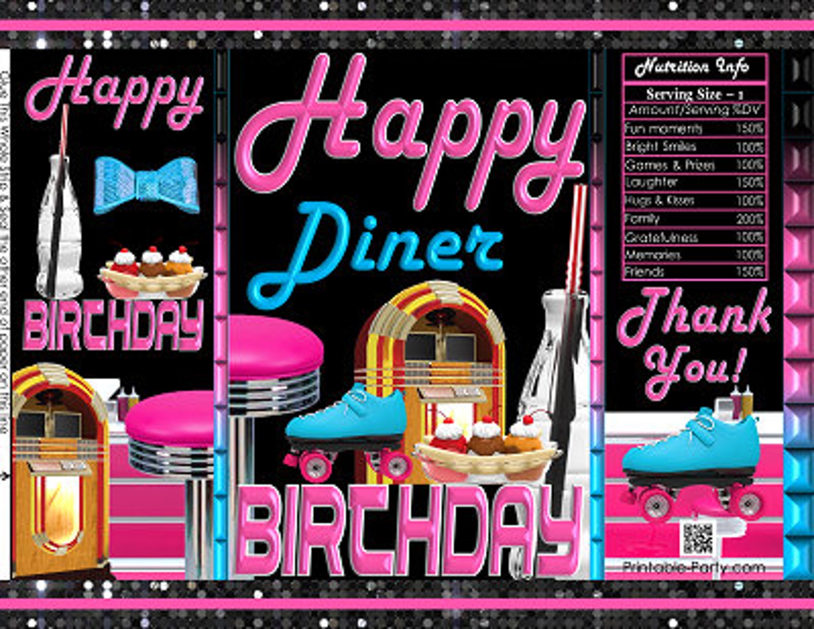 Printable Potato Chip Bags Diner Retro 50's Poodle Skate - Etsy