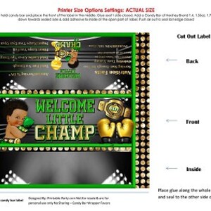 Printable Fully Wrapped Candy Bar Labels | Boxing Boxer Sports Champ ...