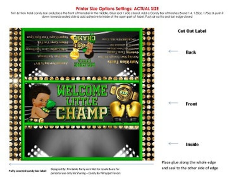 Printable Fully Wrapped Candy Bar Labels Boxing Boxer Sports - Etsy