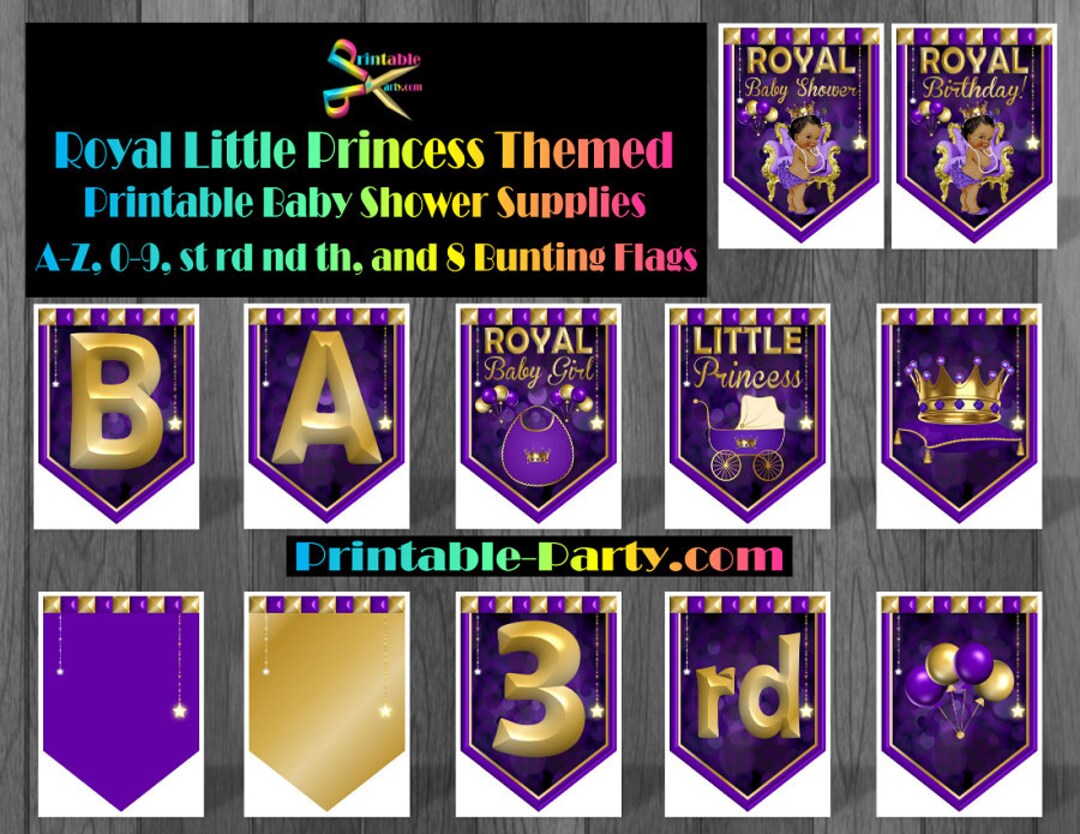 Printable African American Royal Little Princess Purple Gold Baby ...