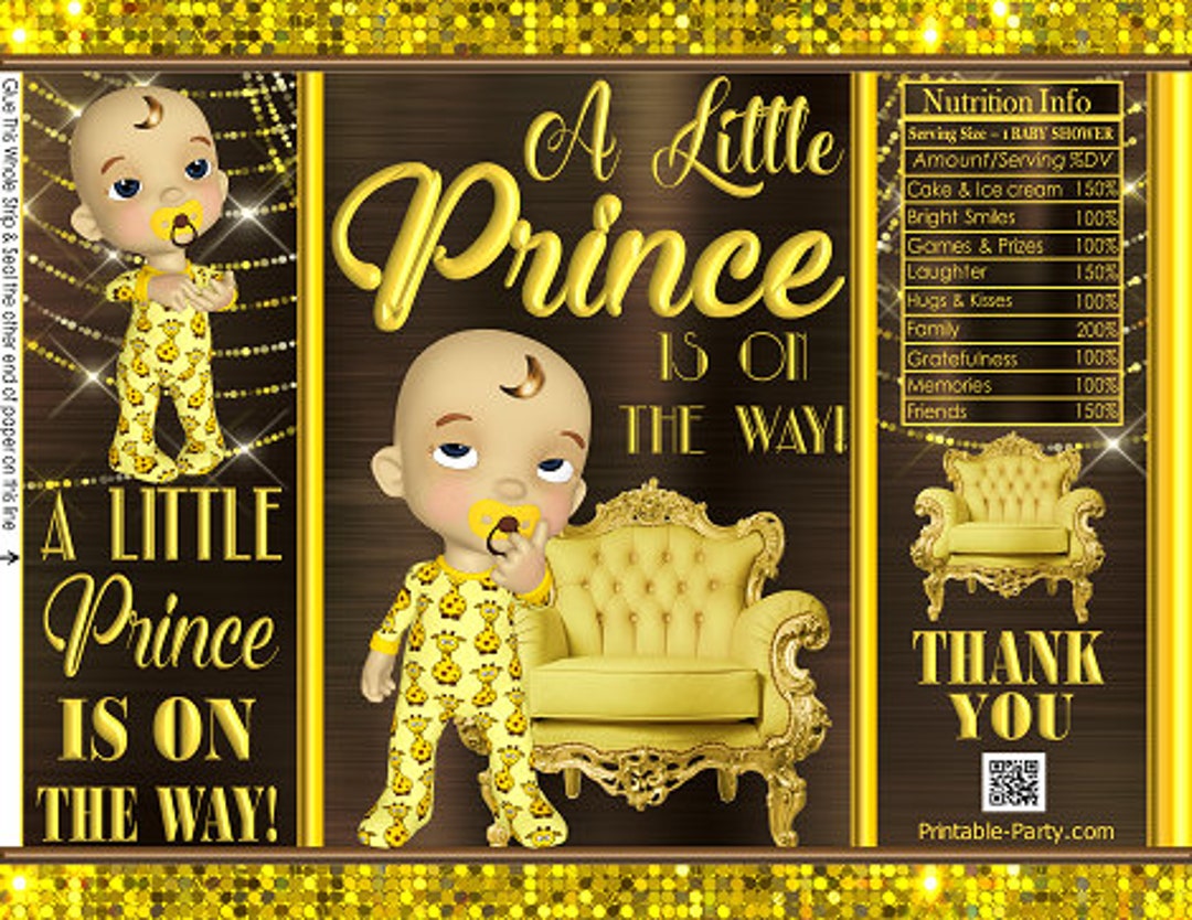 Printable Potato Chip Bags | Royal Prince Boy Yellow Brown Gold | Baby ...