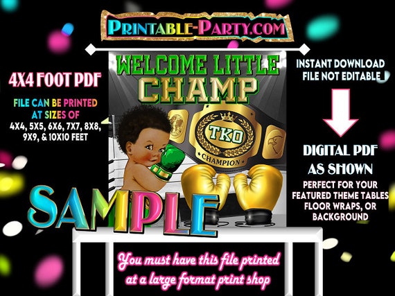 Backdrop Banner 4x4 Foot Printable PDF Instant Download | Boxer Boxing ...