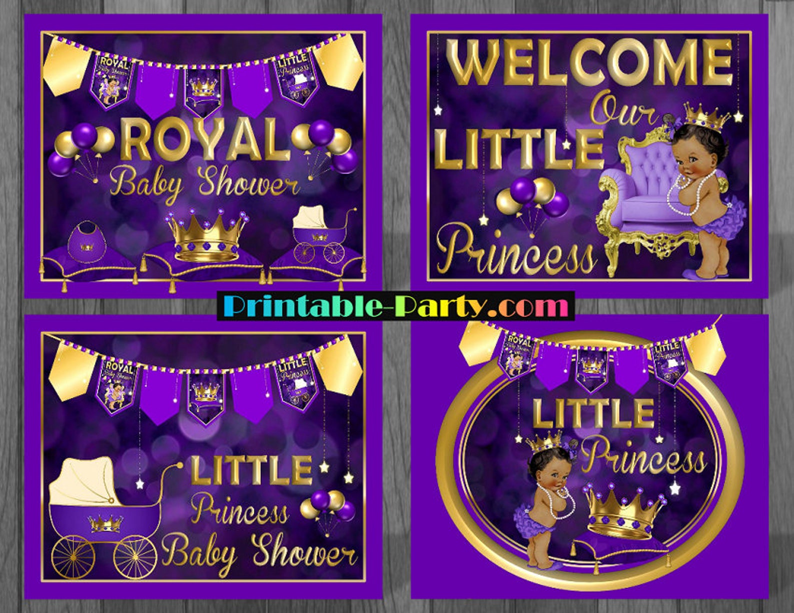 Printable African American Royal Little Princess Purple Gold - Etsy