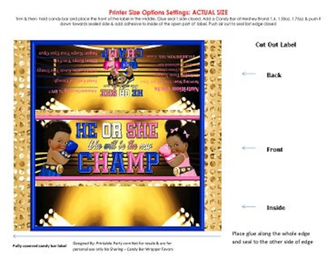 Printable Fully Wrapped Candy Bar Labels | Boxing Boxer Boy Sports ...