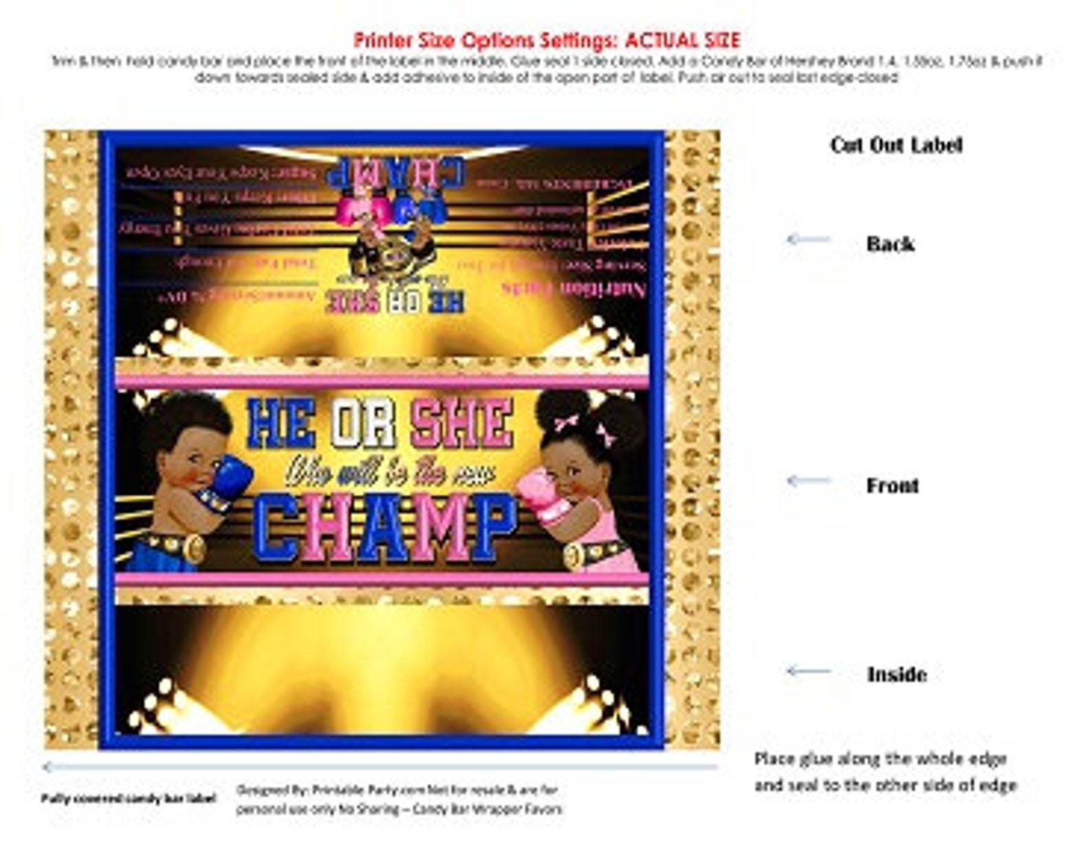 Printable Fully Wrapped Candy Bar Labels | Boxing Boxer Boy Sports ...