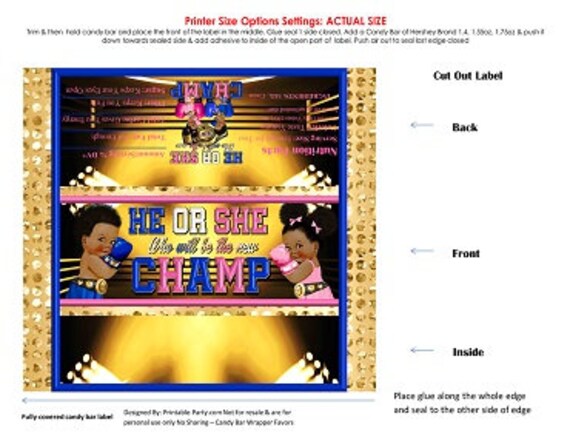 Printable Fully Wrapped Candy Bar Labels | Boxing Boxer Boy Sports ...
