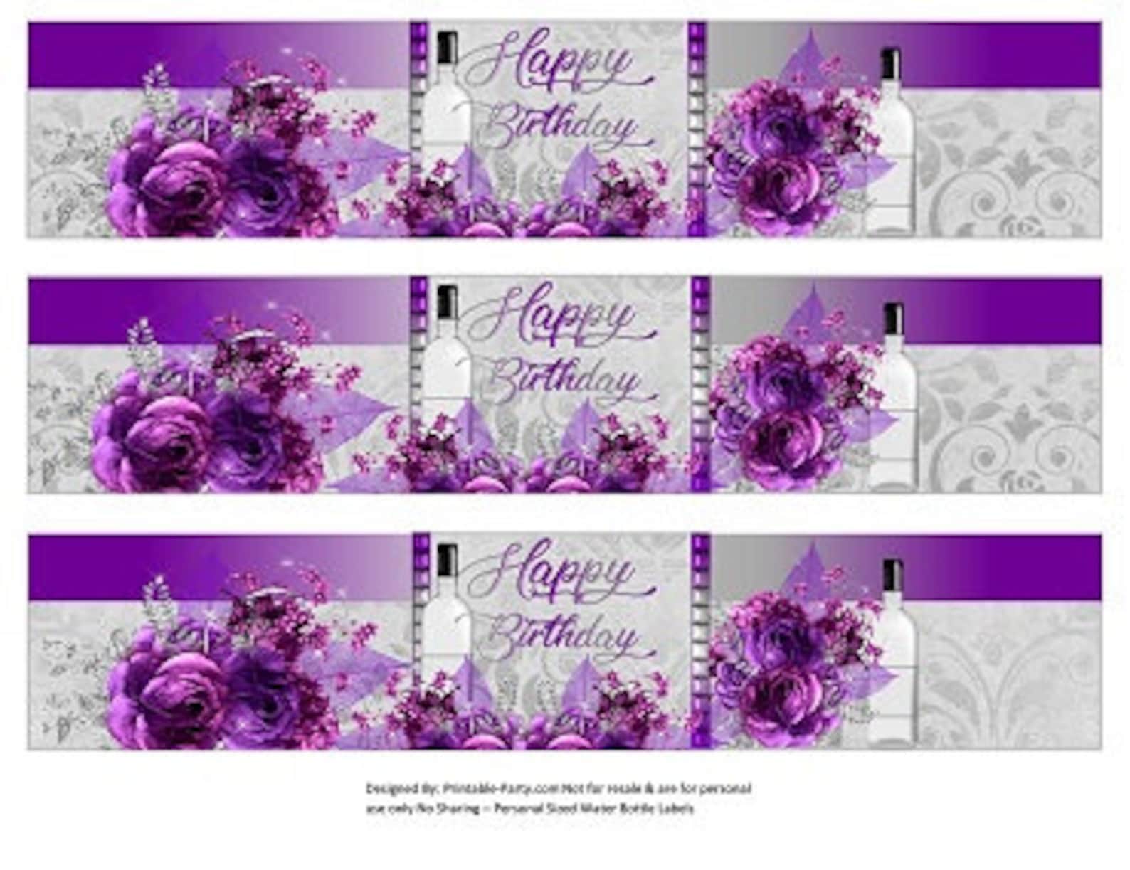 Printable Water Bottle Labels Flower Floral Wine Theme - Etsy