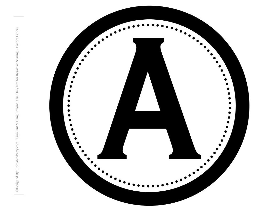 8x8 Inch Circle Black Printable Banner Letters - Etsy Canada