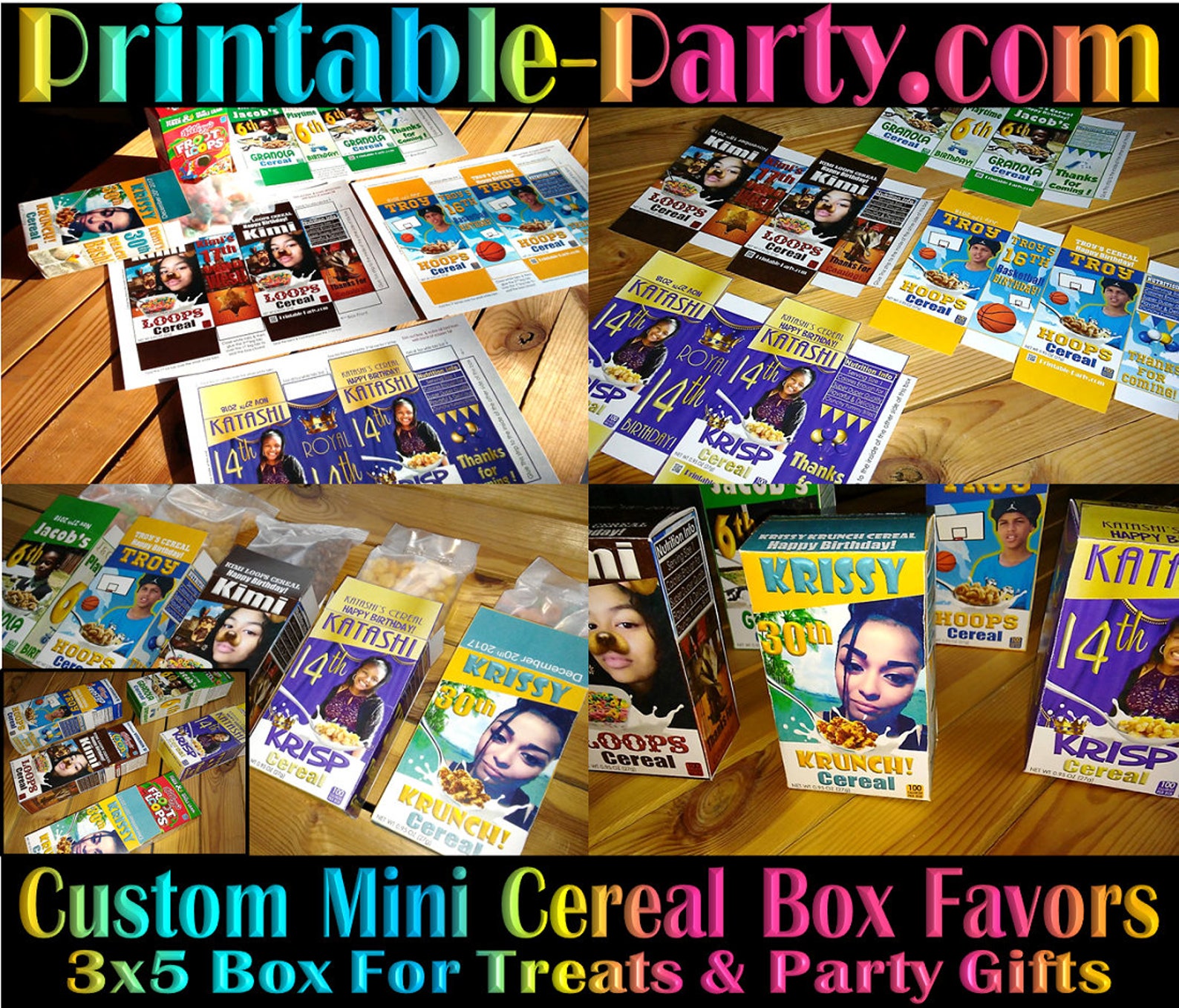 Printable Custom Mini Cereal Box | Custom Favor Boxes | Personalized ...