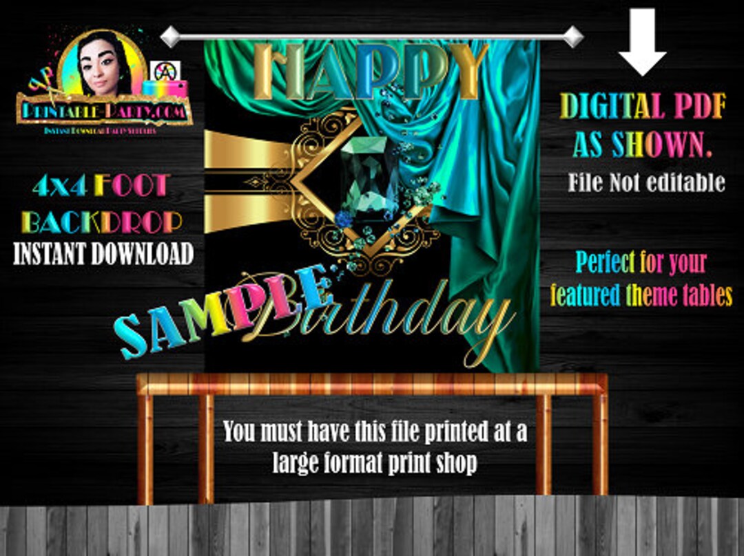 Backdrop Banner 4x4 Foot Printable PDF Instant Download | Elegant ...