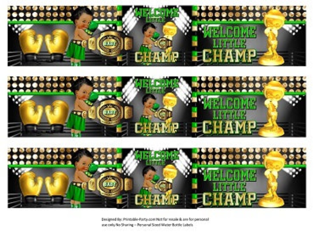 Printable Water Bottle Labels | Boxing Boxer Little Champ Sports ...