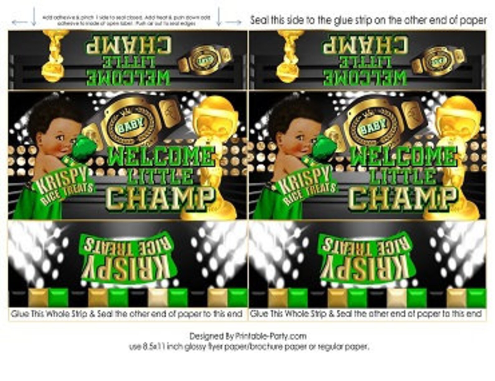 Printable Rice Treat Labels | Boxer Boxing Champ Sports African Baby ...