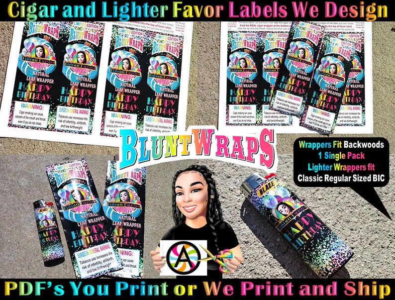 Custom Cigar Party Labels Wrappers | Digital PDF or Print and Ship ...