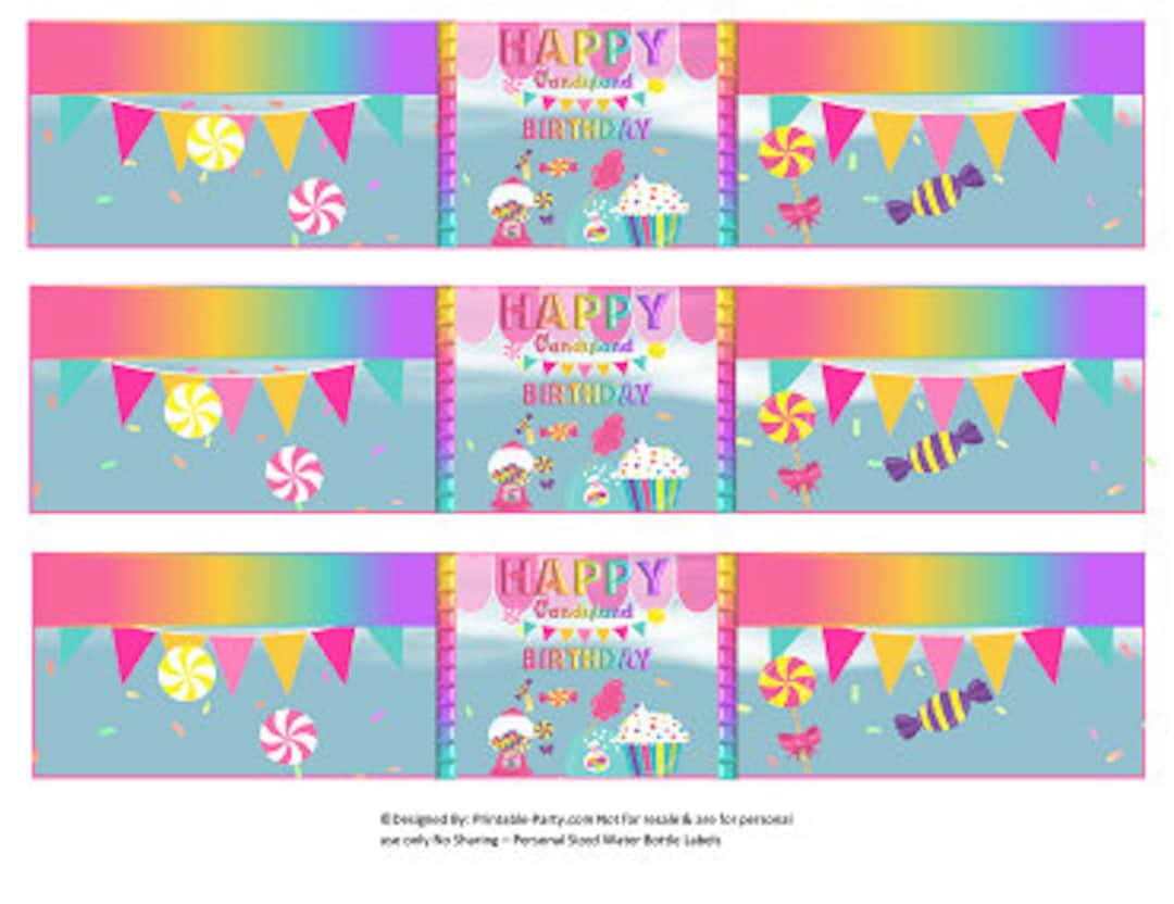 Printable Water Bottle Labels | Candyland Candy Shop Lollipop Drink ...