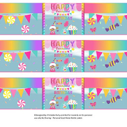 Candy Water Bottle Label Instant Download Sweets Birthday - Etsy